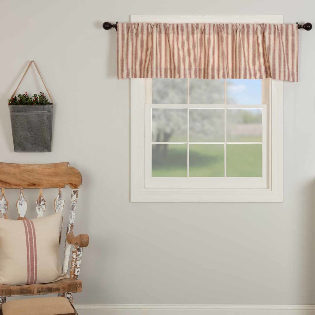 Market Place Red Ticking Stripe Valance - Piper Classics