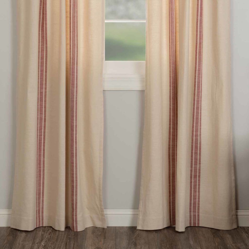 Market Place Red Grain Sack Stripe Panels – 84″ Set/2 - Piper Classics
