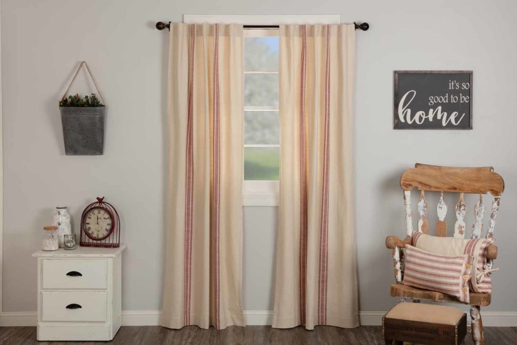 Market Place Red Grain Sack Stripe Panels – 84″ Set/2 - Piper Classics