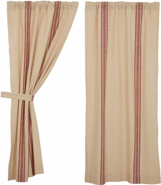 Market Place Red Grain Sack Stripe Panels– 63″ Set/2 - Piper Classics