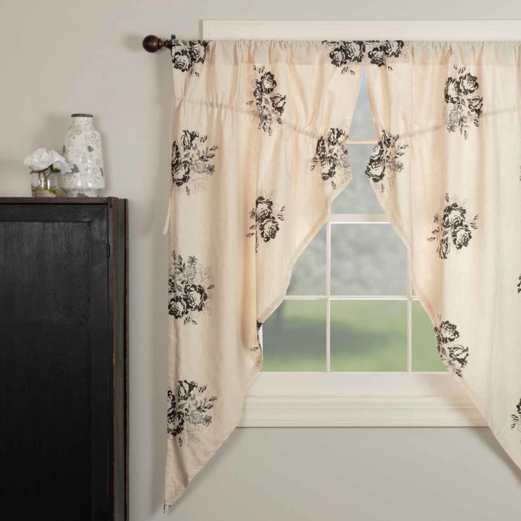 Lydia Black Gathered Prairie Curtain - 63" Set/2 - Piper Classics