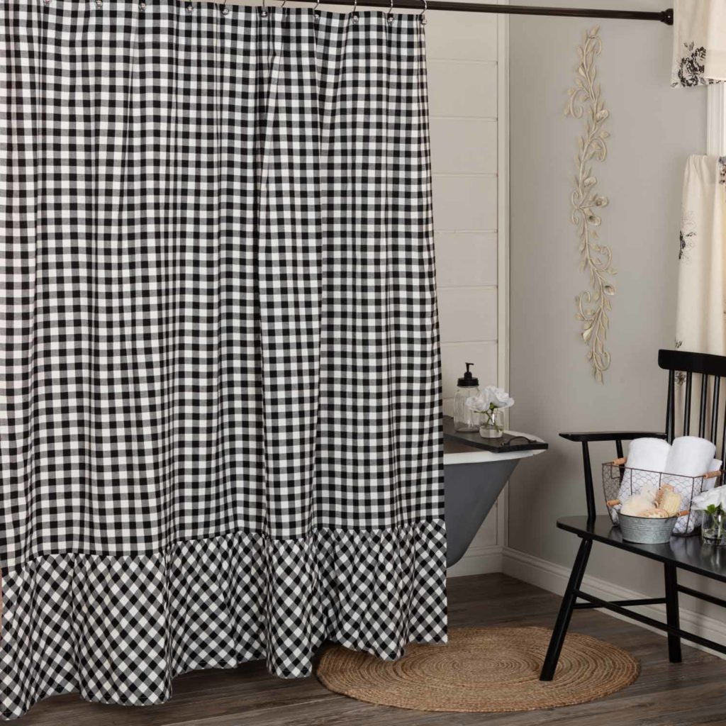 Vintage Check Black Shower Curtain - Piper Classics