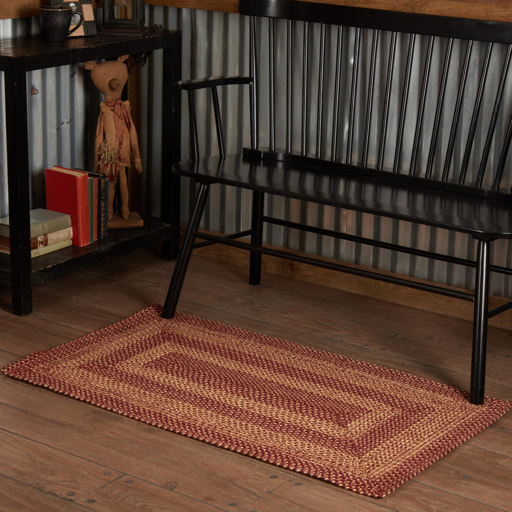 Country Style Braided Jute Rugs - Burgundy