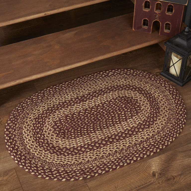 Country Style Braided Jute Rugs - Burgundy