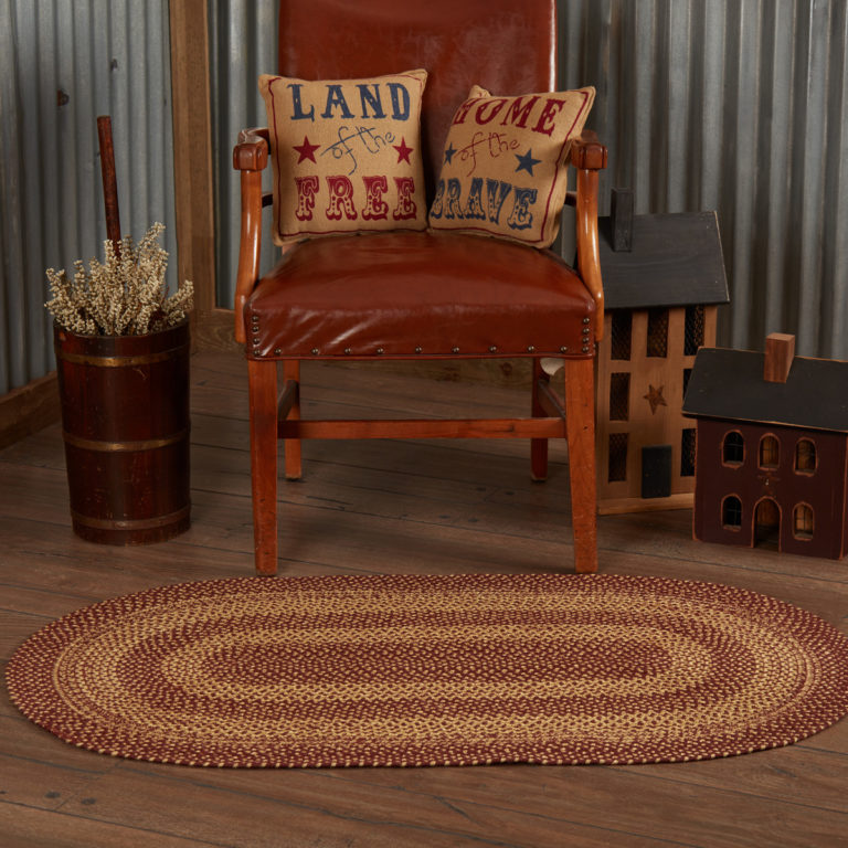 Country Style Braided Jute Rugs - Burgundy