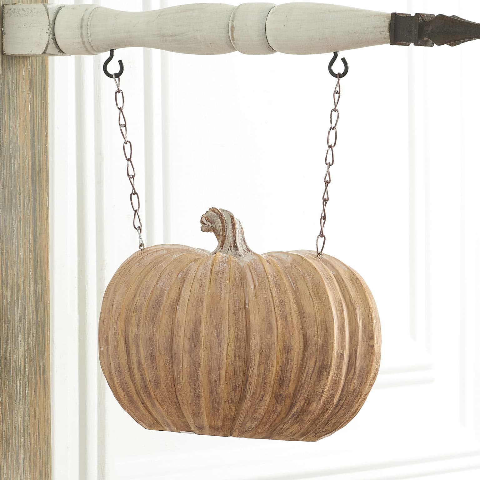 Hanging Sign - Ribbed Tan Double Sided Pumpkin - Piper Classics