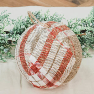 Cranberry Check Ball Ornament - Lg - Piper Classics