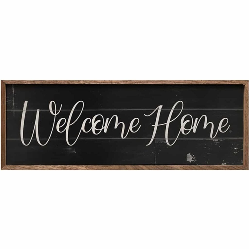 Black Distressed Welcome Home Wooden Sign - Piper Classics