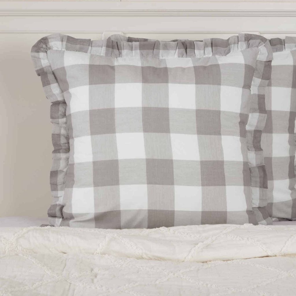 Madison Check Gray Euro Sham - Piper Classics