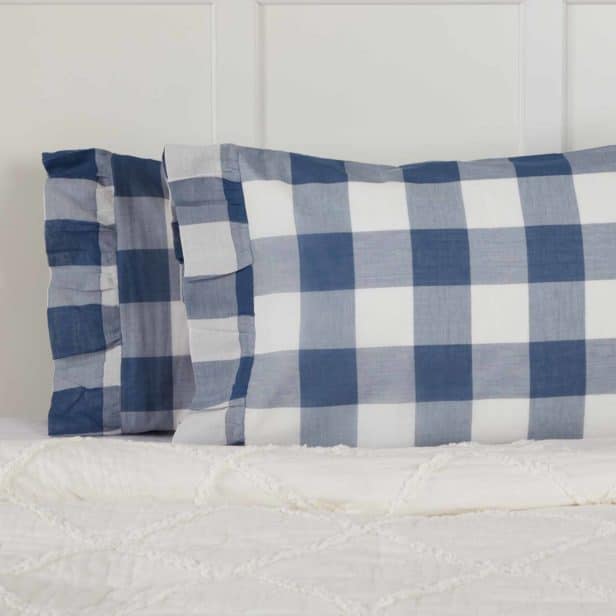 Madison Check Blue Standard Pillow Case Set - Piper Classics