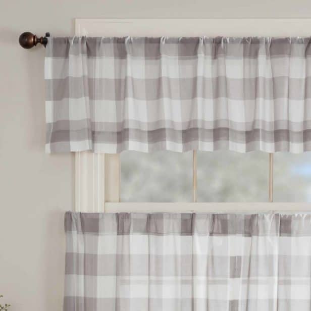 Madison Check Gray Sheer Valance 72" - Piper Classics