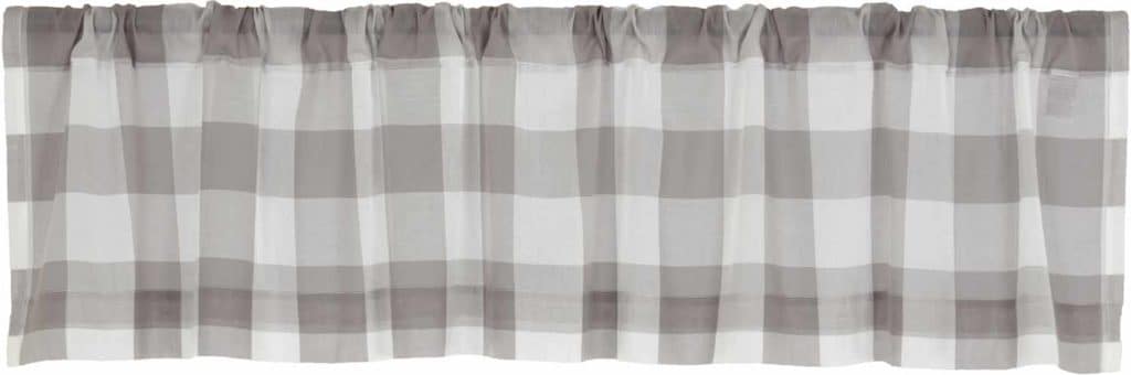 Madison Check Gray Sheer Valance 72" - Piper Classics