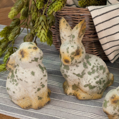 Whitewashed Terracotta Garden Bunnies - Set/3 Assorted - Piper Classics