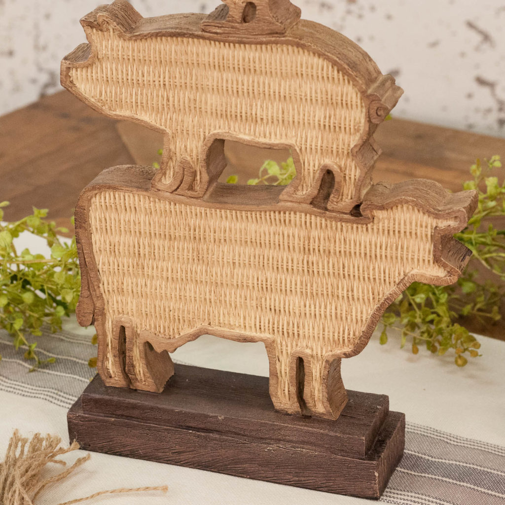 "Wicker" Farm Animal Stack - Brown - Piper Classics