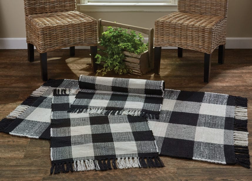 Wicklow Black & Cream Check Rag Rug - 2' x 6' - Piper Classics