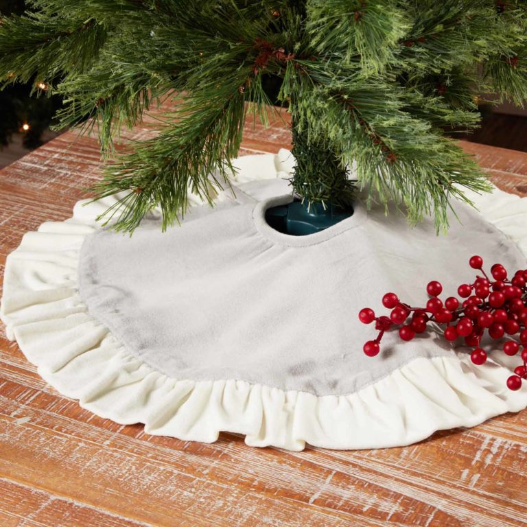 Morning Meadow Gray Velvet Mini Tree Skirt | Christmas & Holiday Collection