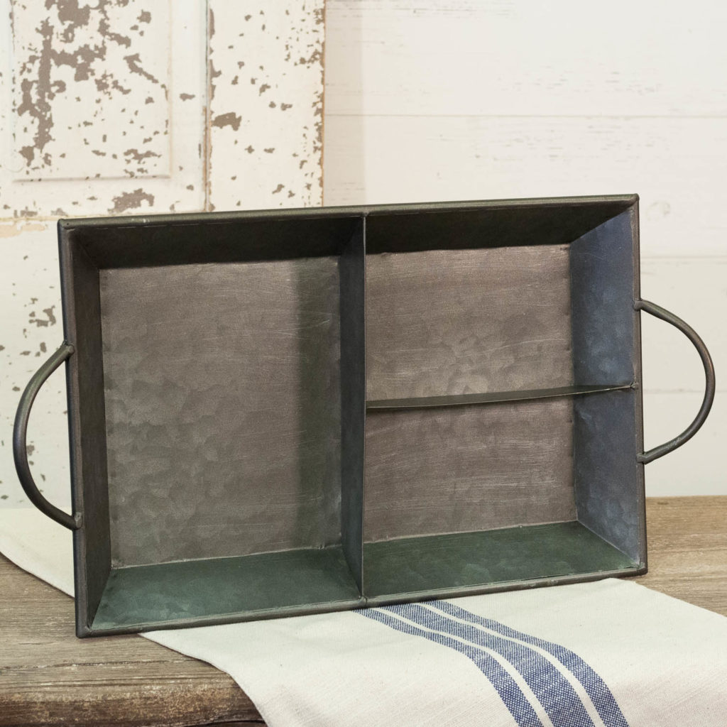 Galvanized Rectangular Divided Tray - Second Quality - Piper Classics
