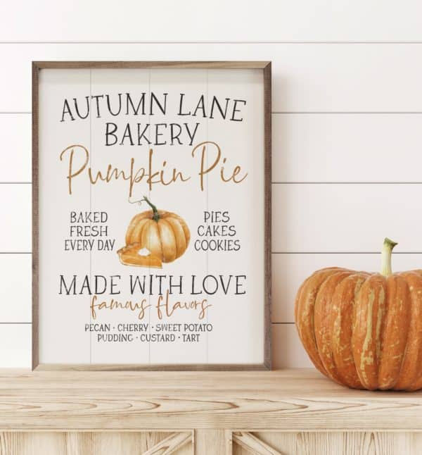 Autumn Lane Bakery Pumpkin White Wooden Sign - Piper Classics
