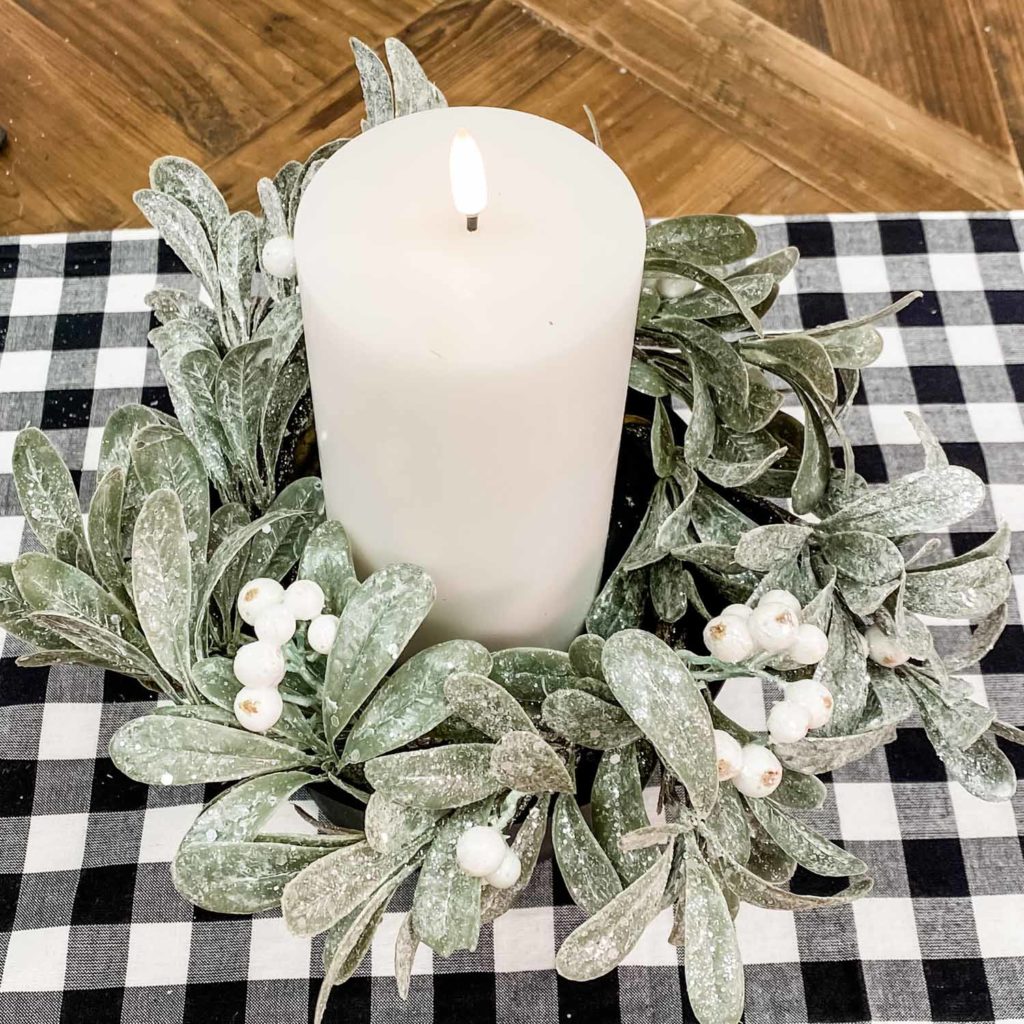 Ice Kissed Mistletoe Candle Ring - 10" - Piper Classics