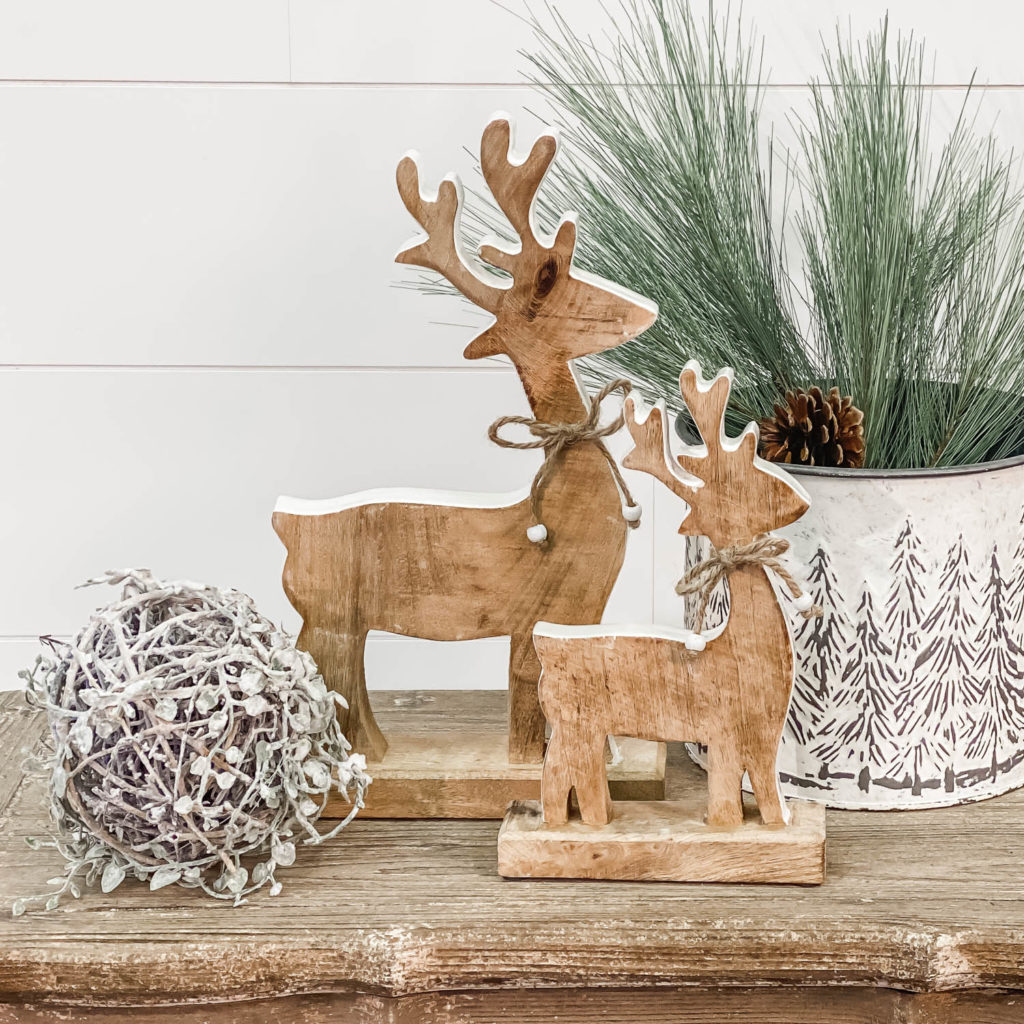 White Edged Wooden Deer - Set/2 - Piper Classics