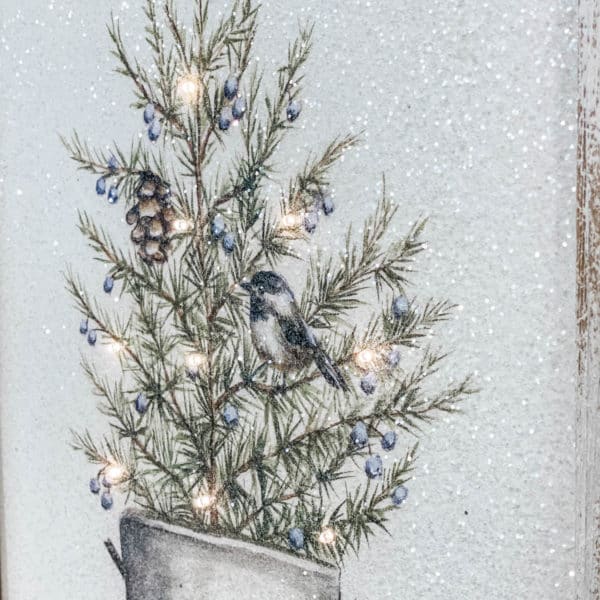 Lighted Potted Tree w/ One Bird Wooden Wall Art - Piper Classics