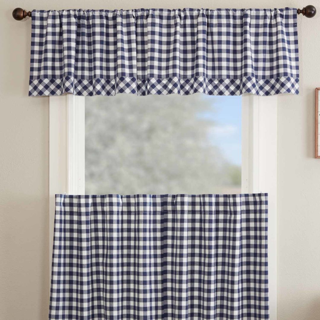 Vintage Check Blue Valance 72" - Piper Classics