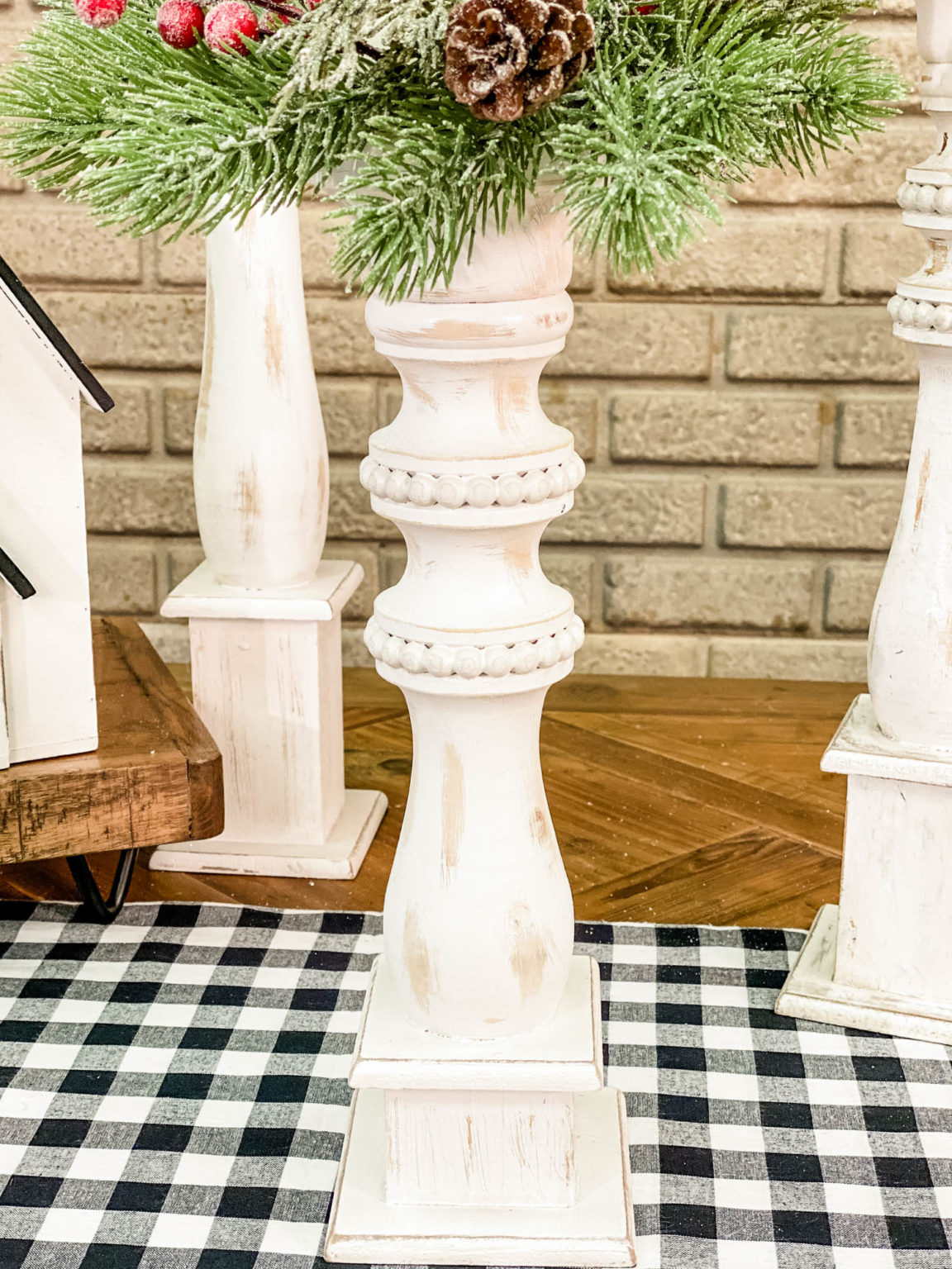 White Bead Distressed Candlestick - Lg - Piper Classics