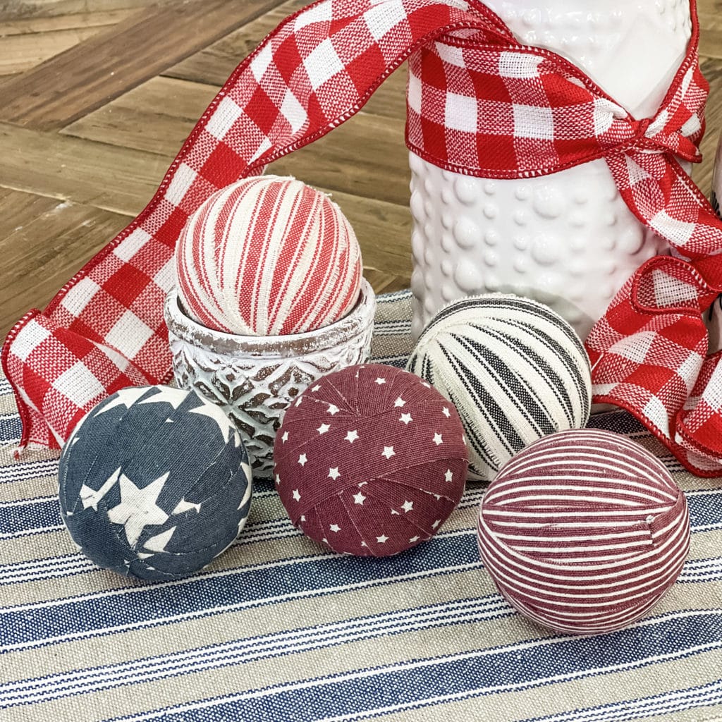 Americana Fabric Ball Fillers - Set/5 Assorted - Piper Classics