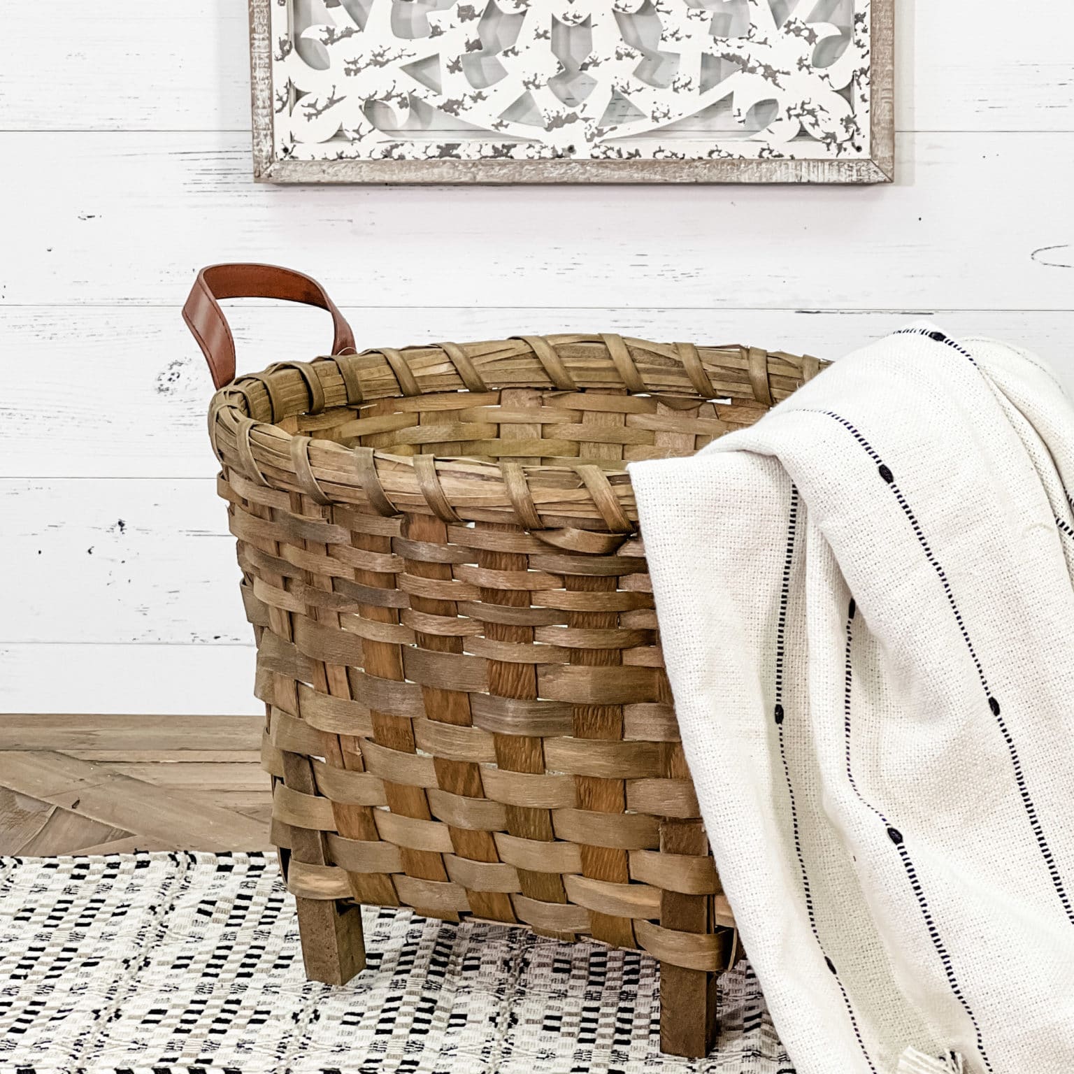 Chipwood Basket w/ Wooden Legs & Handles - Piper Classics