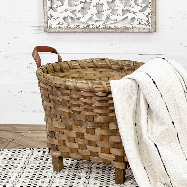 Chipwood Basket w/ Wooden Legs & Handles - Piper Classics