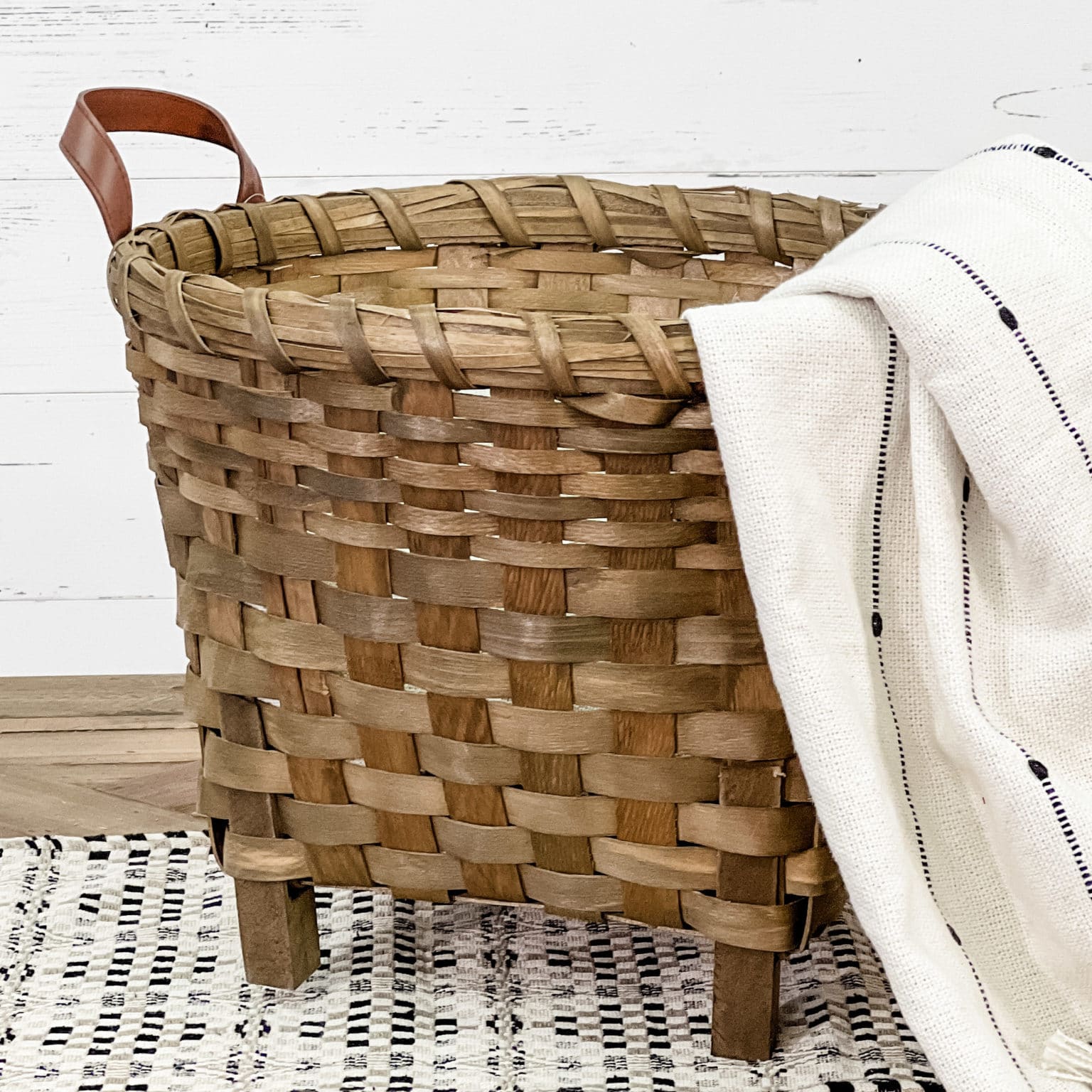 Chipwood Basket w/ Wooden Legs & Handles - Piper Classics