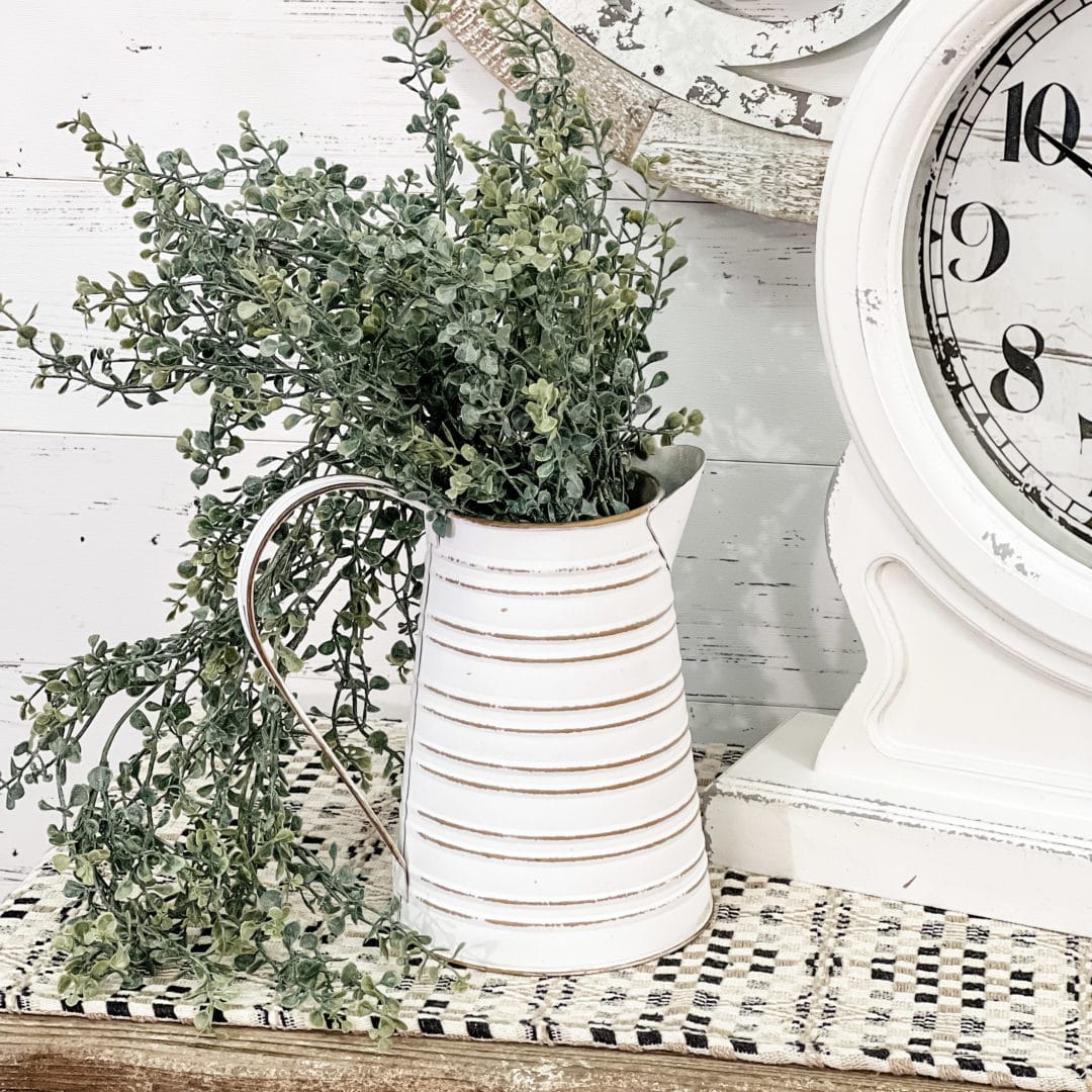 White Ribbed Vintage Metal Pitcher - Piper Classics