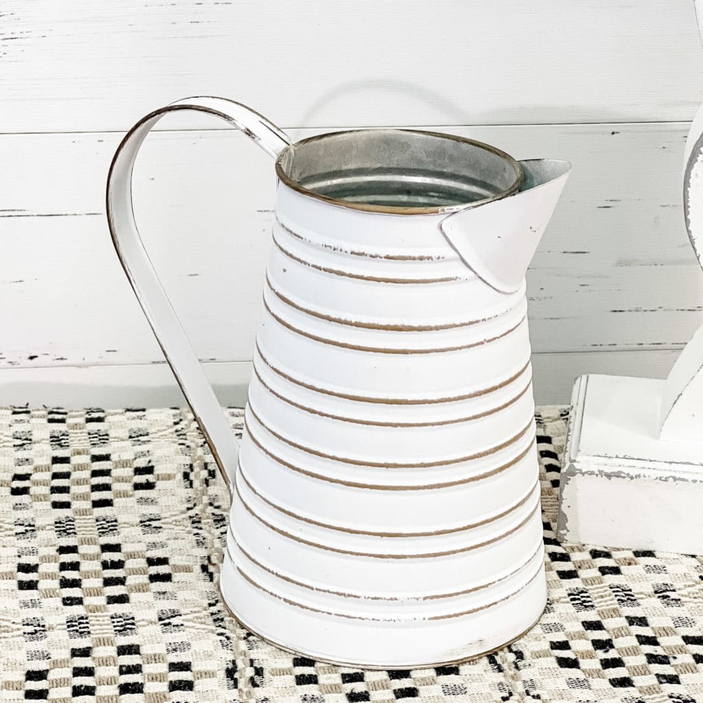 White Ribbed Vintage Metal Pitcher - Piper Classics