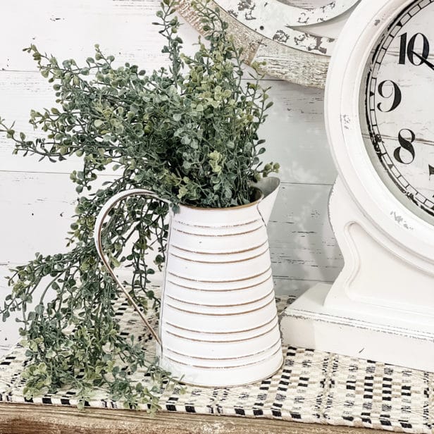 White Ribbed Vintage Metal Pitcher - Piper Classics