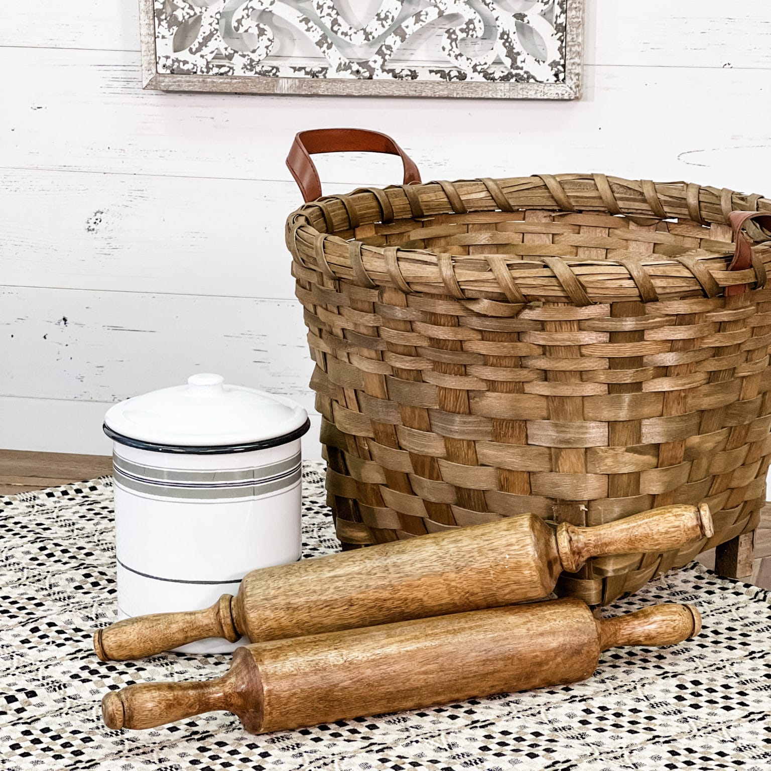 Chipwood Basket w/ Wooden Legs & Handles - Piper Classics