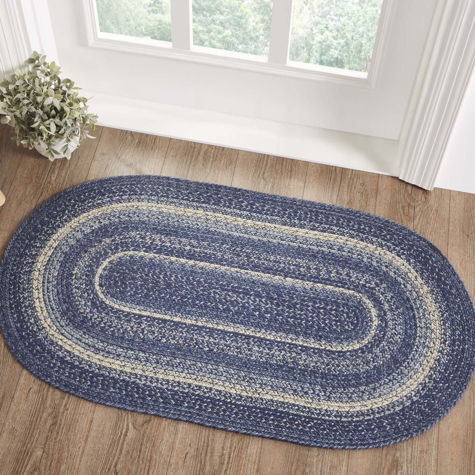 Great Falls Blue Jute Rugs With Pad - Piper Classics
