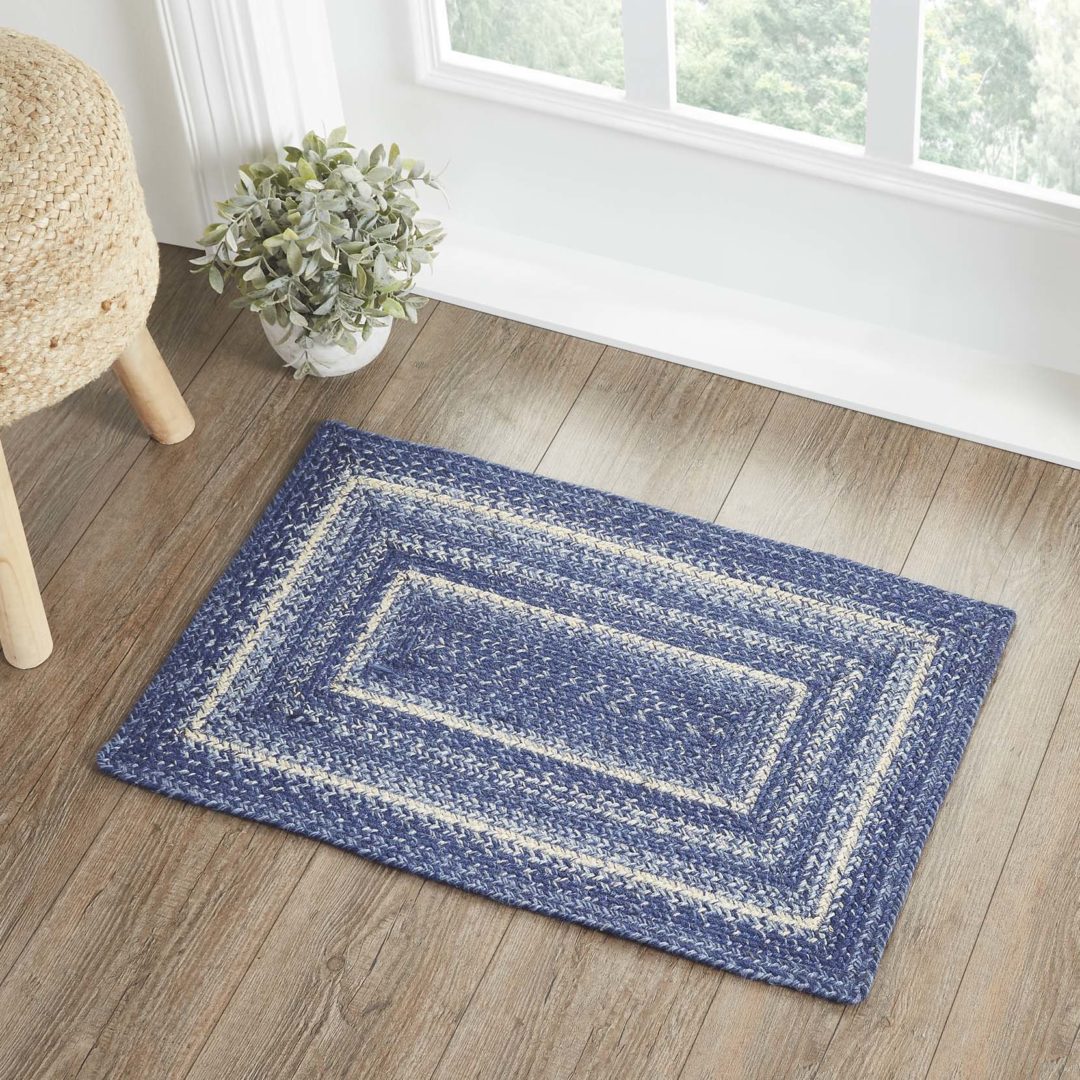 Great Falls Blue Jute Rugs With Pad - Piper Classics