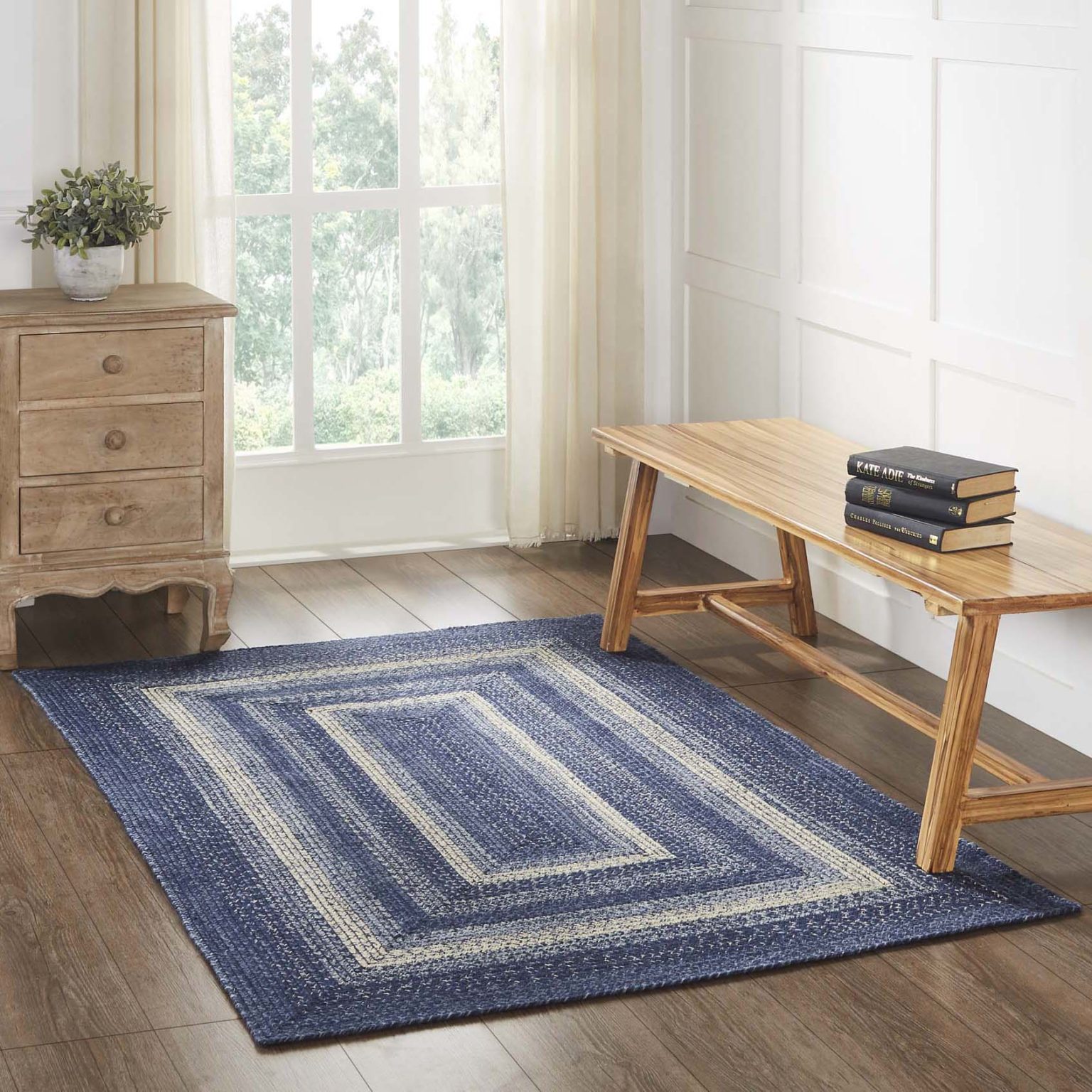 Great Falls Blue Jute Rugs With Pad - Piper Classics