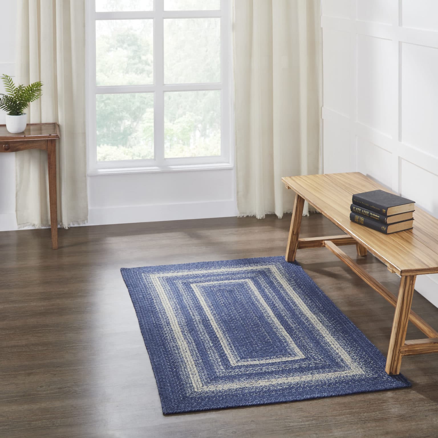 Great Falls Blue Jute Rugs With Pad - Piper Classics
