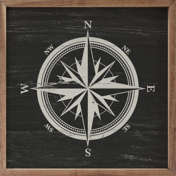 Compass Black Wooden Sign - Piper Classics