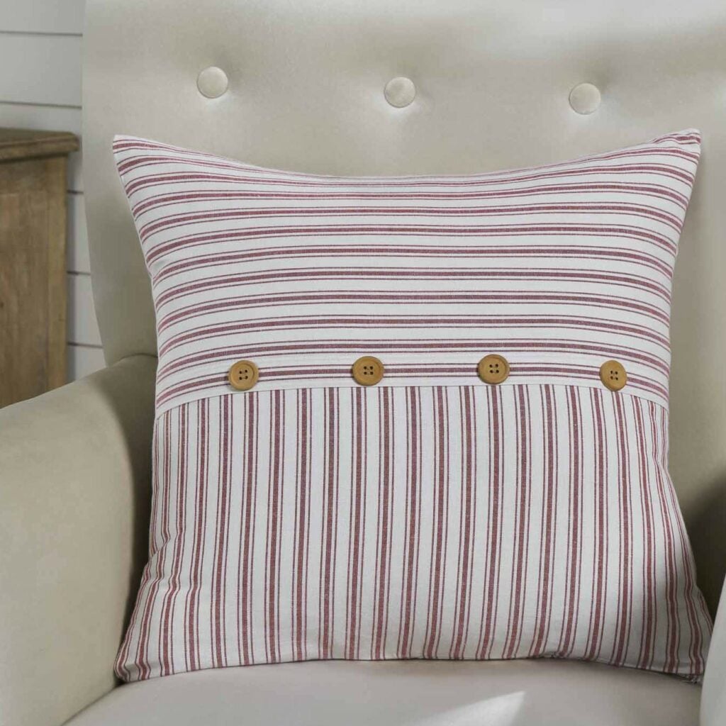 Timeless Ticking Red Button 20" x 20" Pillow Cover - Piper Classics