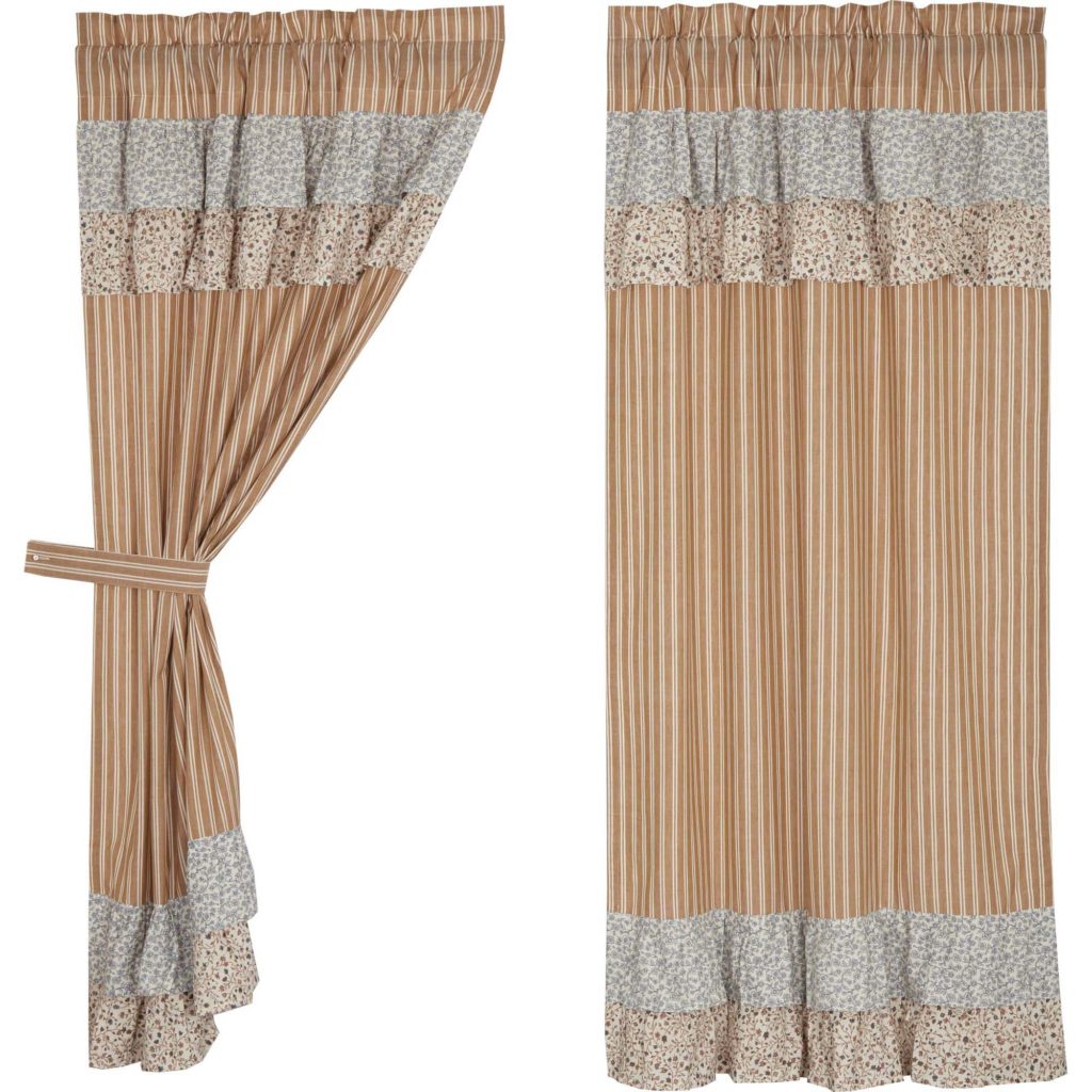 Kaila Ticking Gold Ruffled Panel - Set/2 - Piper Classics