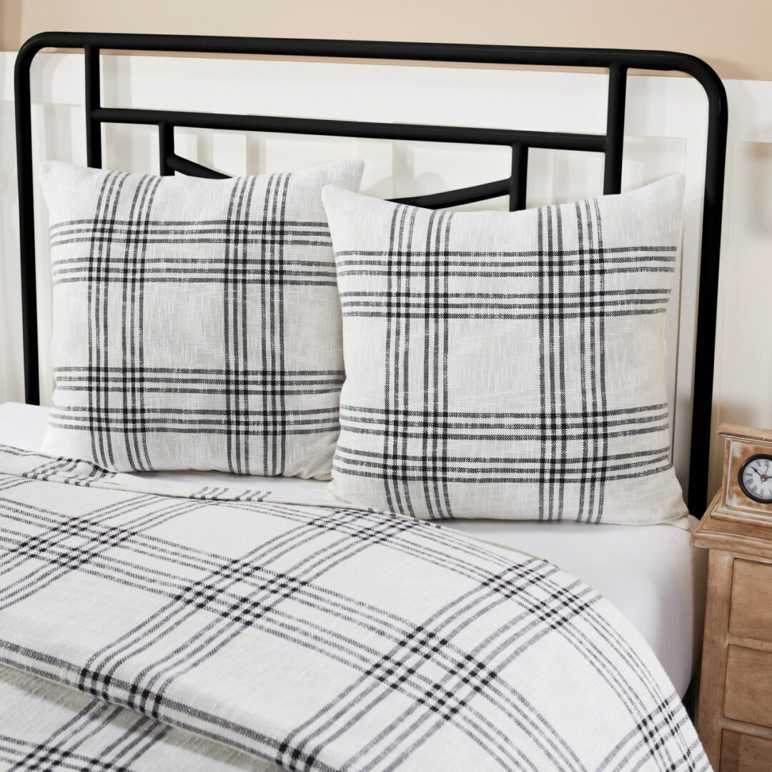 Black Plaid Fabric Euro Sham - Piper Classics