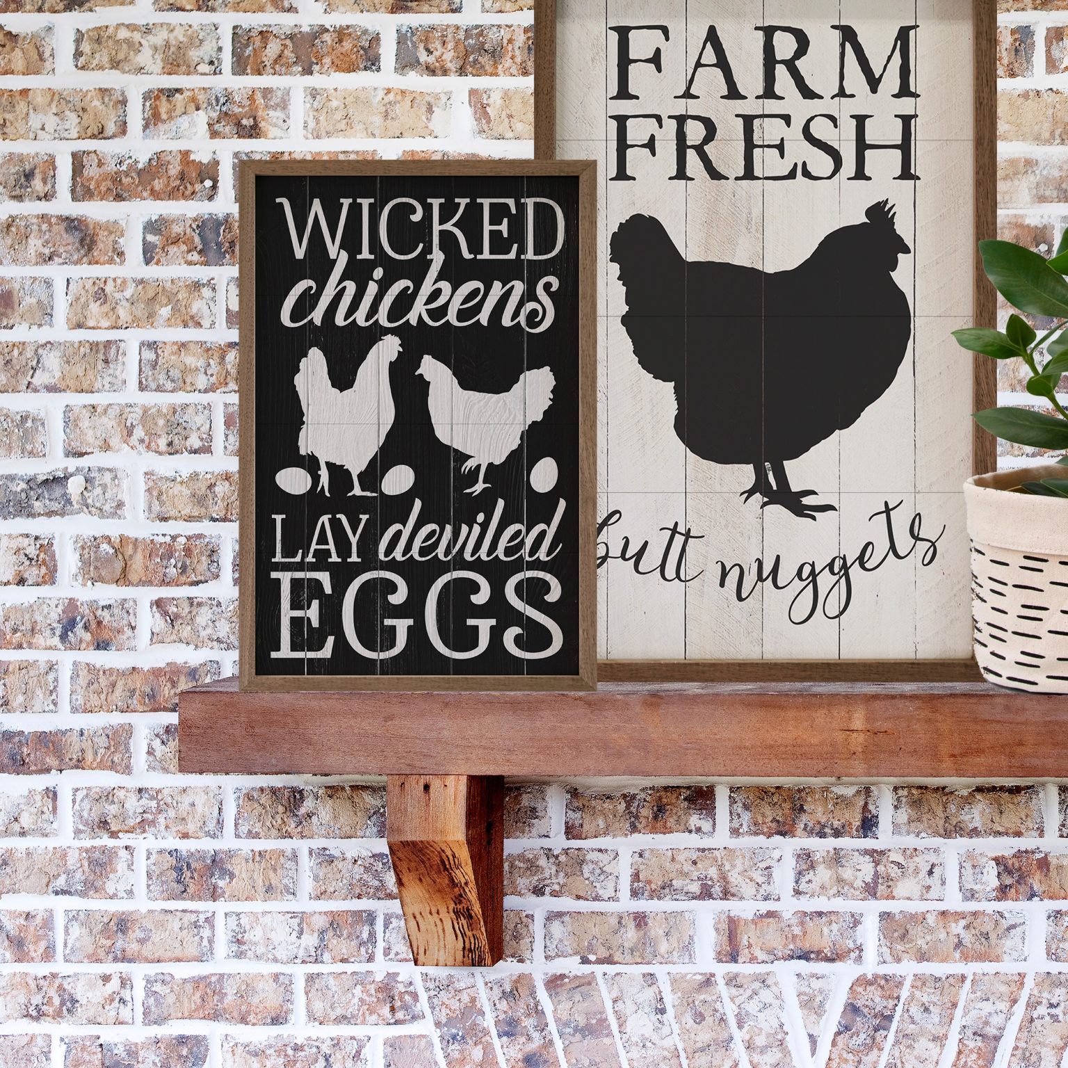 Wicked Chickens Lay Deviled Eggs Black Wooden Sign - Piper Classics