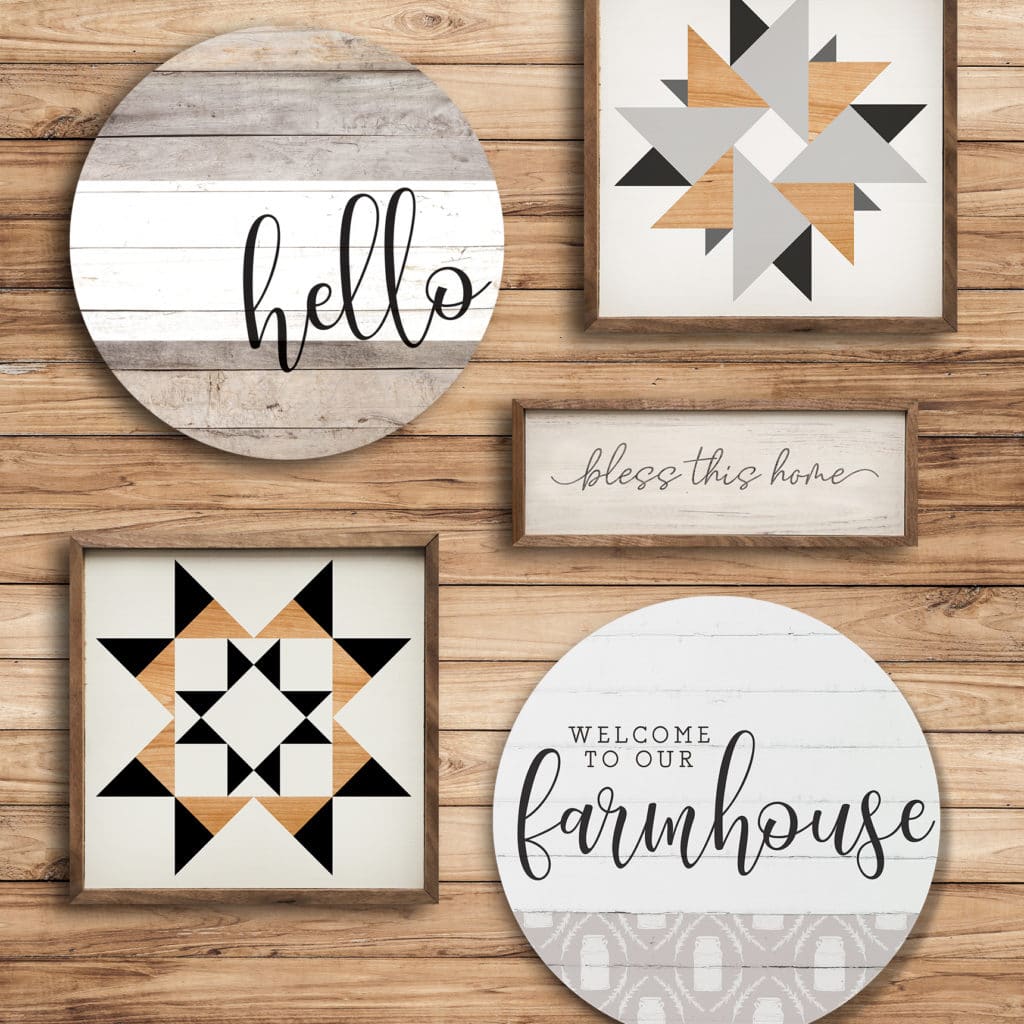 Hello White Stripe Whitewash Circle Wooden Sign - Piper Classics