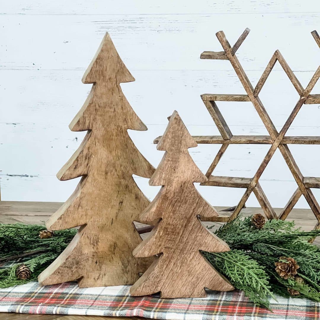 Mango Wood Tabletop Tree Accents - Set/2 - Piper Classics