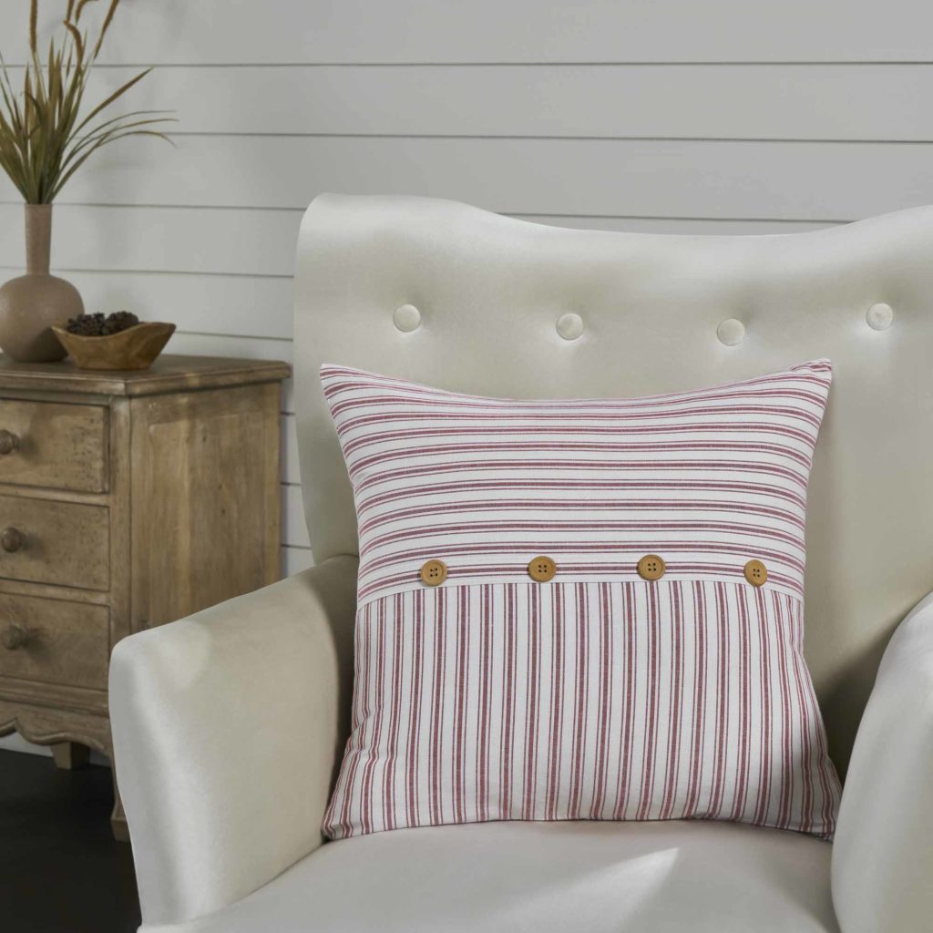 Timeless Ticking Red Button 20" x 20" Pillow Cover - Piper Classics
