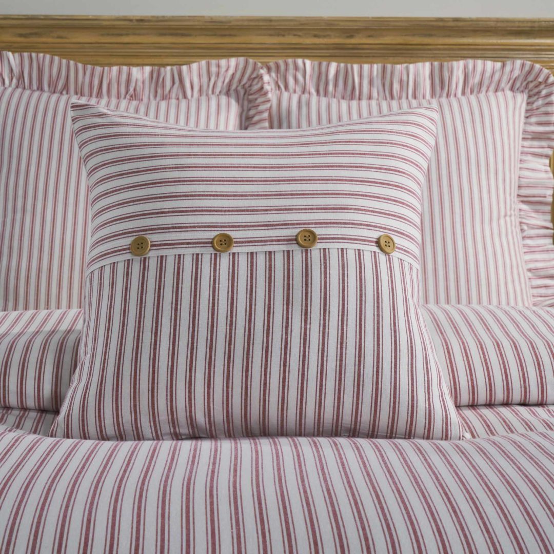 Timeless Ticking Red Button 20" x 20" Pillow Cover - Piper Classics