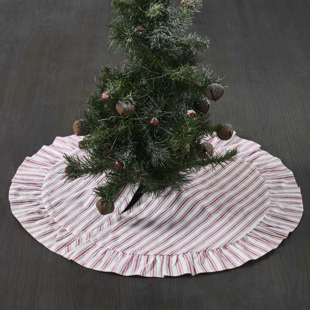 Timeless Ticking Red Mini Tree Skirt - 21" - Piper Classics