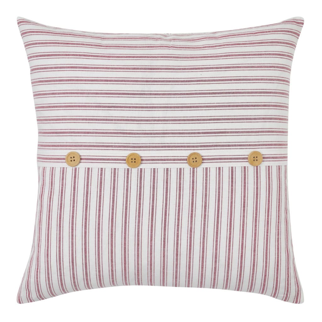 Timeless Ticking Red Button 20" x 20" Pillow Cover - Piper Classics